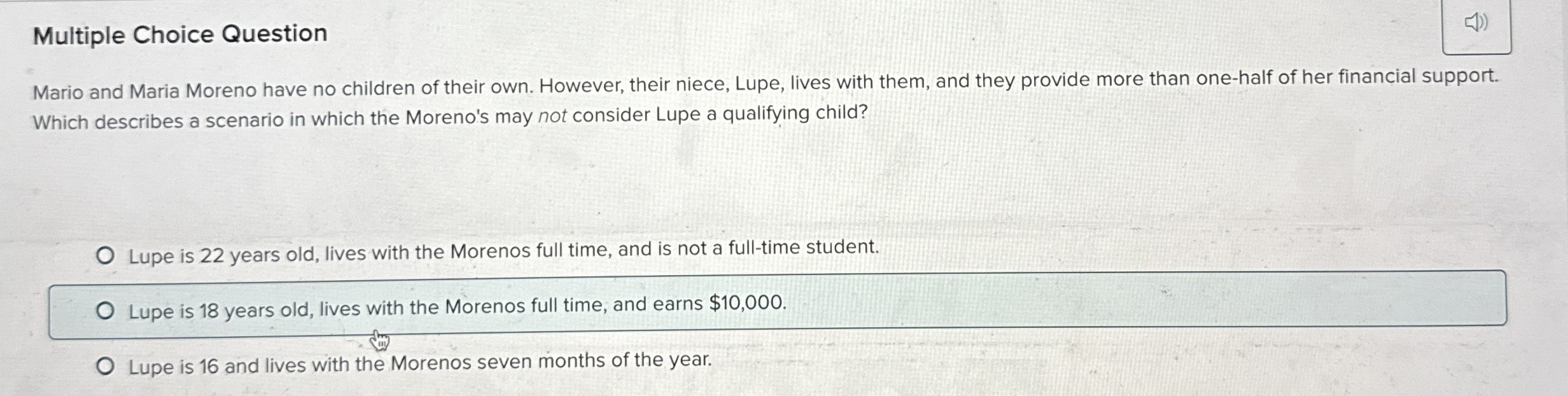 Solved Multiple Choice QuestionMario and Maria Moreno have | Chegg.com
