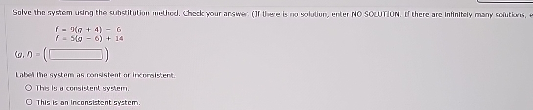 Solved Solve the system using the substitution method. Check | Chegg.com