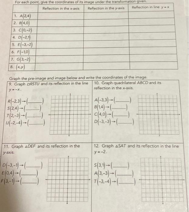Solved For each point, give the coordinates of its image | Chegg.com