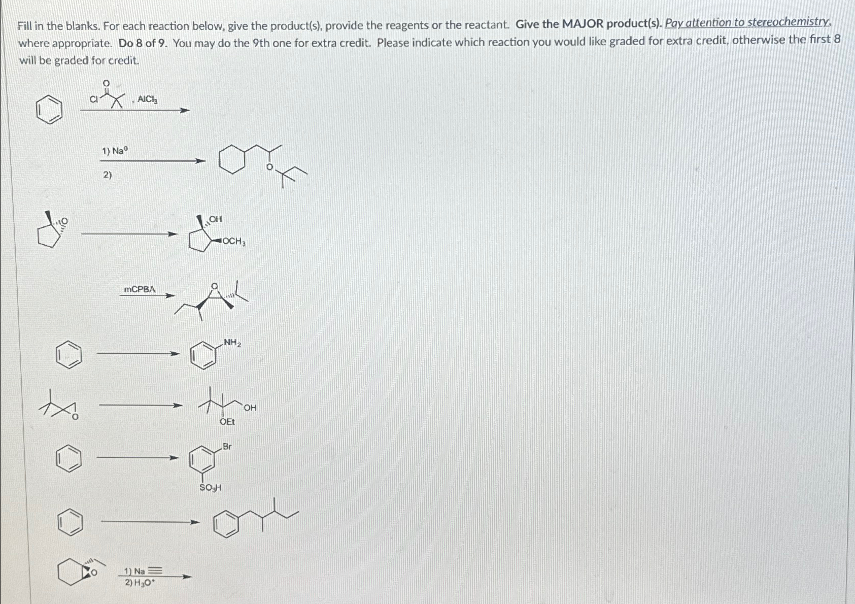 Solved Fill in the blanks. For each reaction below, give the | Chegg.com