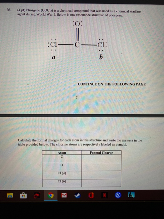 Solved 26. (4 pt) Phosgene (COC) is a chemical compound that | Chegg.com