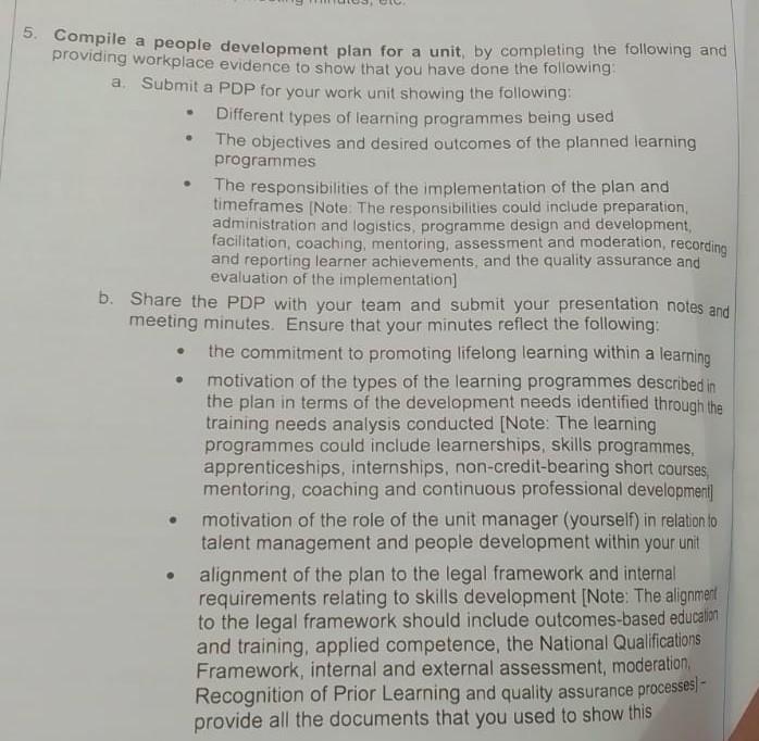 Solved mpile a people development plan for a unit, by | Chegg.com