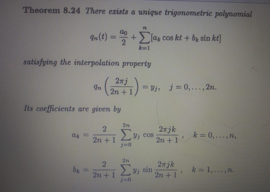 Solved 8 11 For The Trigonometric Interpolation From Theorem