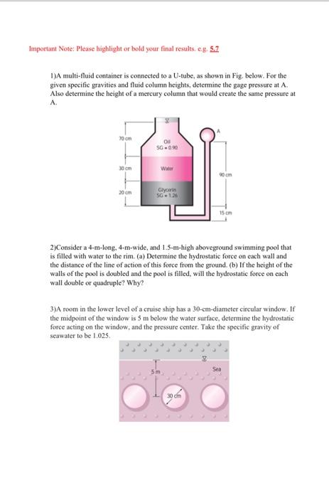 Solved Important Note: Please highlight or bold your final | Chegg.com