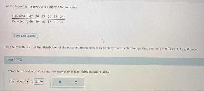 Solved For the following observed and expected frequencies: | Chegg.com