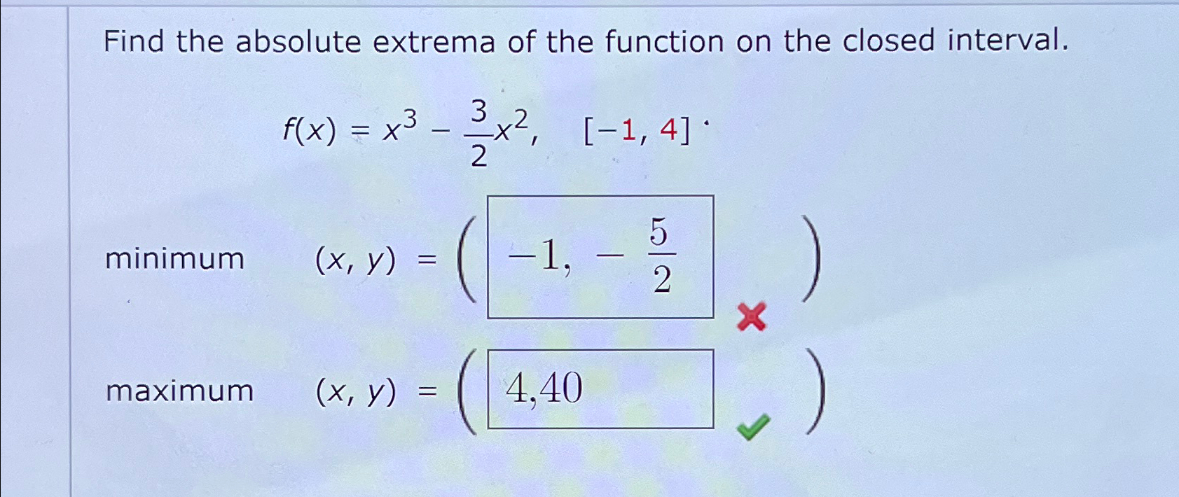 Solved Find the absolute extrema of the function on the | Chegg.com