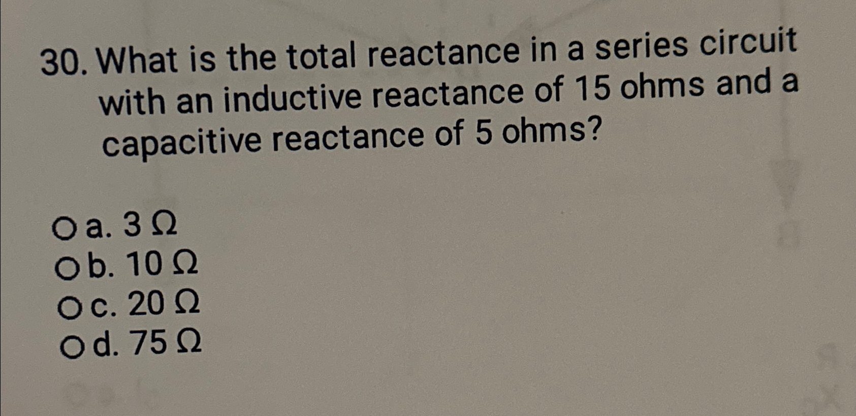 Solved What is the total reactance in a series circuit with | Chegg.com