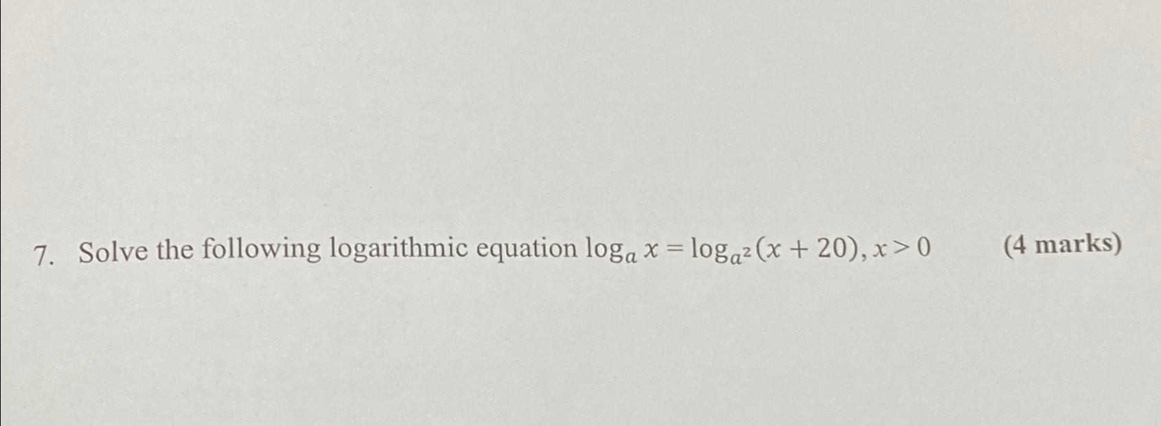 Solved Solve the following logarithmic equation | Chegg.com