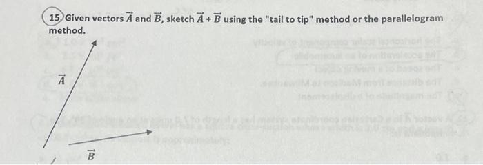 Solved 15. Given vectors A and B, sketch A+B using the "tail | Chegg.com