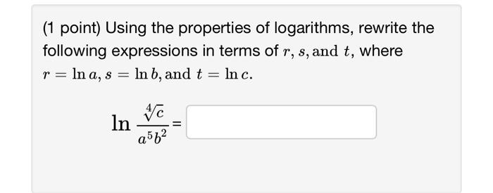 Solved (1 point) Rewrite the expression | Chegg.com