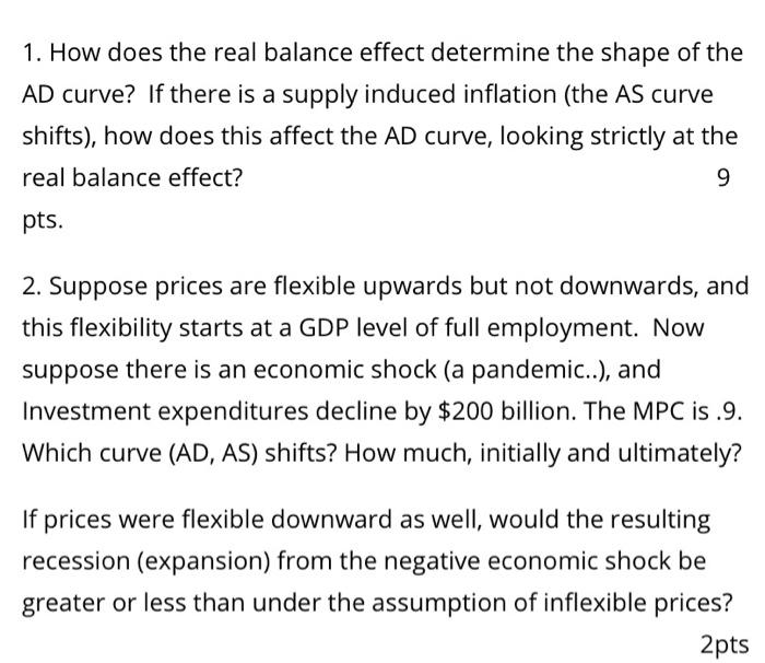 Solved 1. How does the real balance effect determine the | Chegg.com