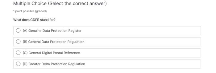 Solved Multiple Choice (Select the correct answer) 1 point | Chegg.com
