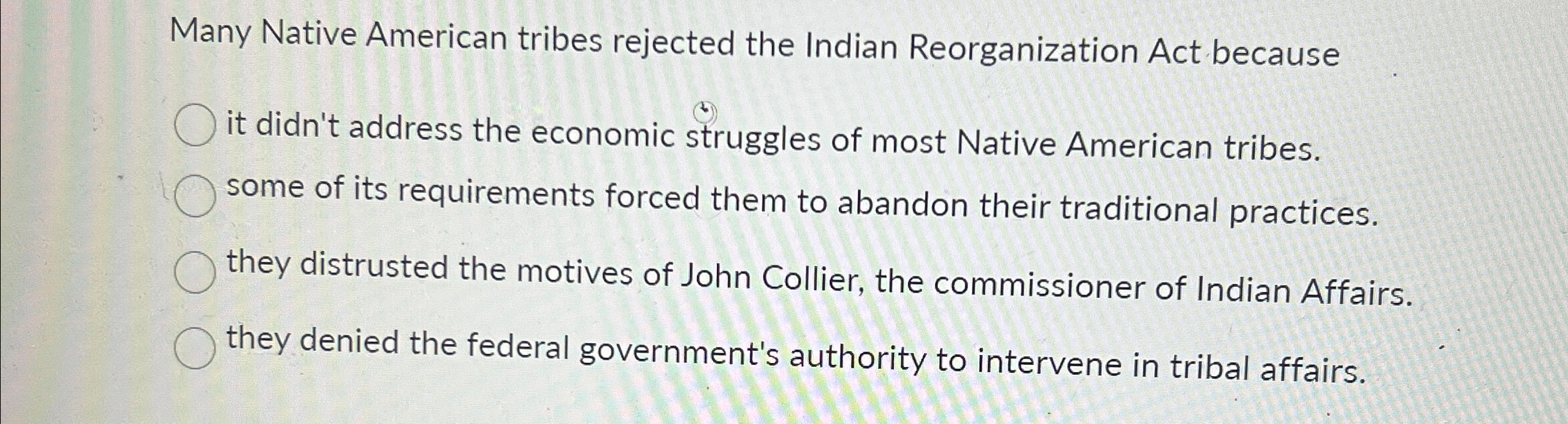 Solved Many Native American tribes rejected the Indian | Chegg.com
