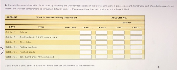 Solved Work in Process Account Data for Two Months; Cost of | Chegg.com
