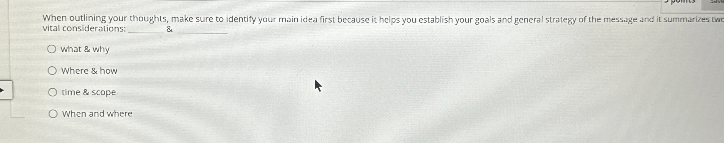 Solved When outlining your thoughts, make sure to identify | Chegg.com