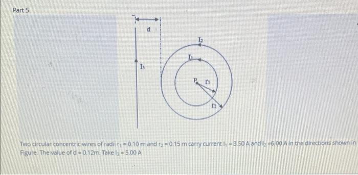 Solved Part 5 IS Two circular concentric wires of raditi = | Chegg.com