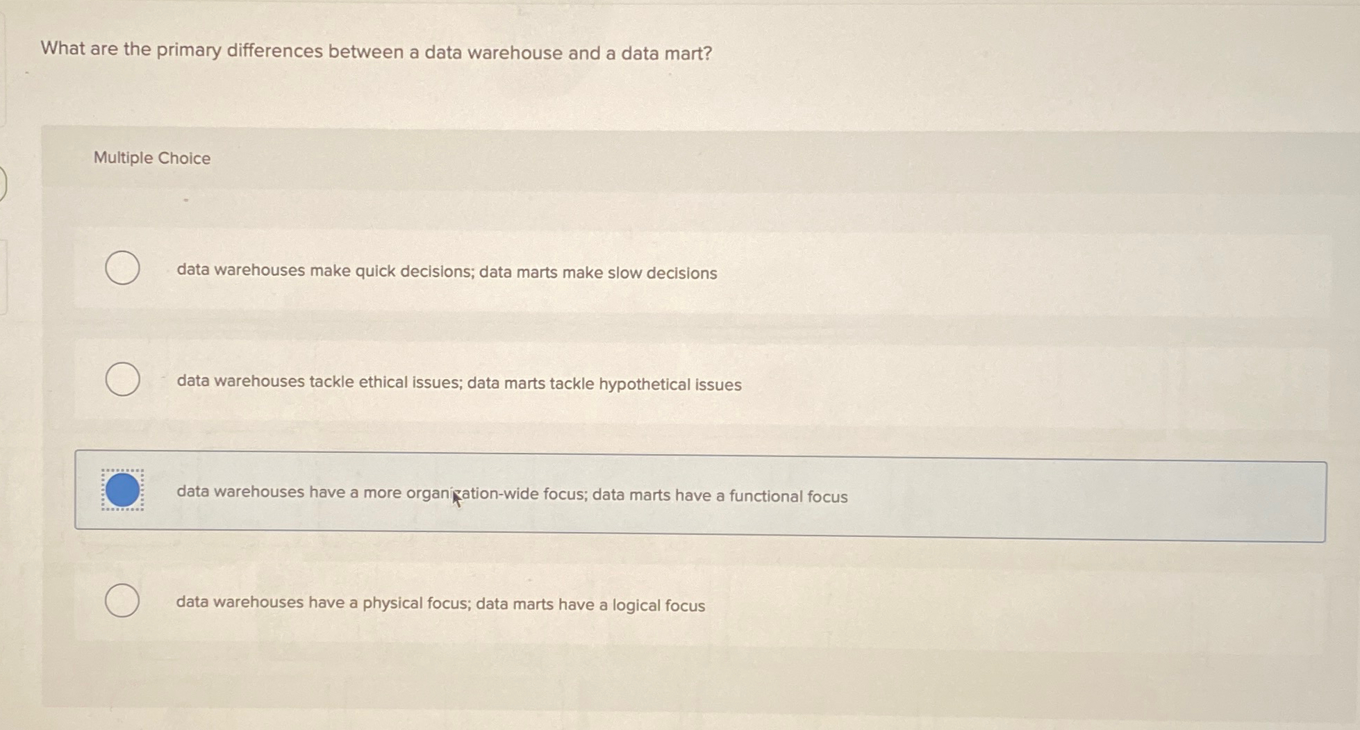 Solved What are the primary differences between a data | Chegg.com