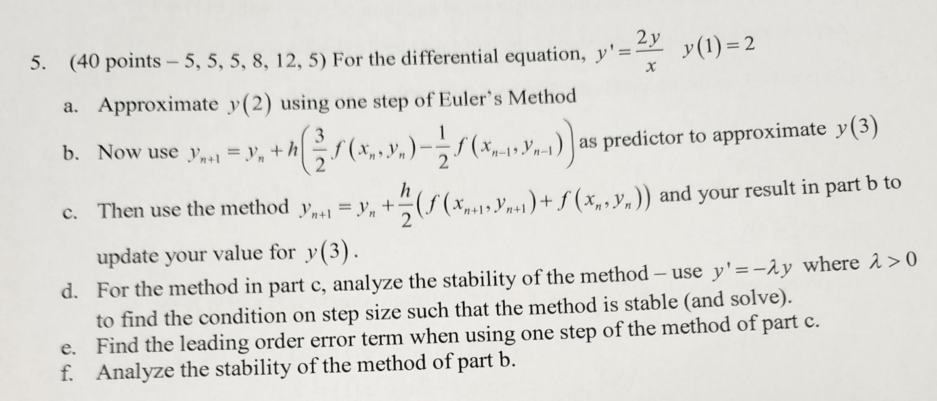 Solved 5. (40 points −5,5,5,8,12,5) For the differential | Chegg.com