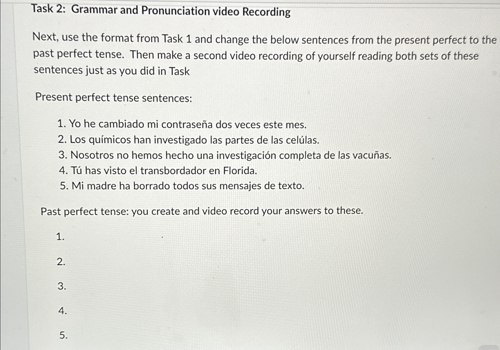 Solved Task 2: Grammar and Pronunciation video | Chegg.com