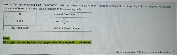 Solved Write A C Program Using If Else The Program Reads 
