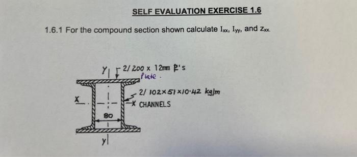 Solved 1.6.1 For the compound section shown calculate | Chegg.com