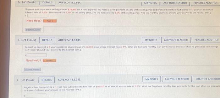 Solved 3. [-11 Points] AUFEXC4 113024 Nood Holp? 6. [−11 | Chegg.com