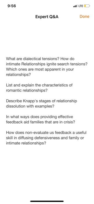 What are dialectical tensions? How do intimate | Chegg.com
