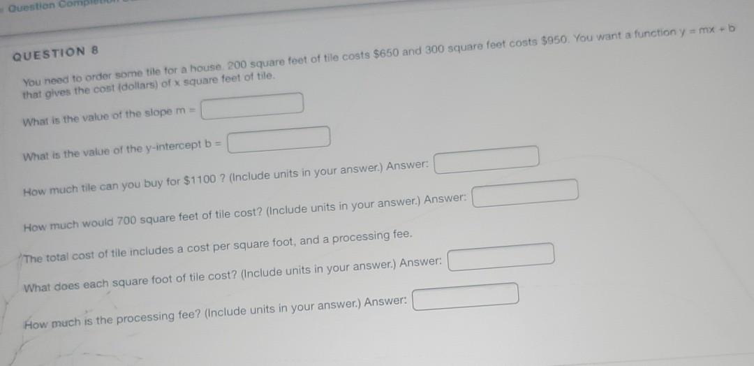 Solved Question Compo QUESTION 8 You need to order some tile | Chegg.com