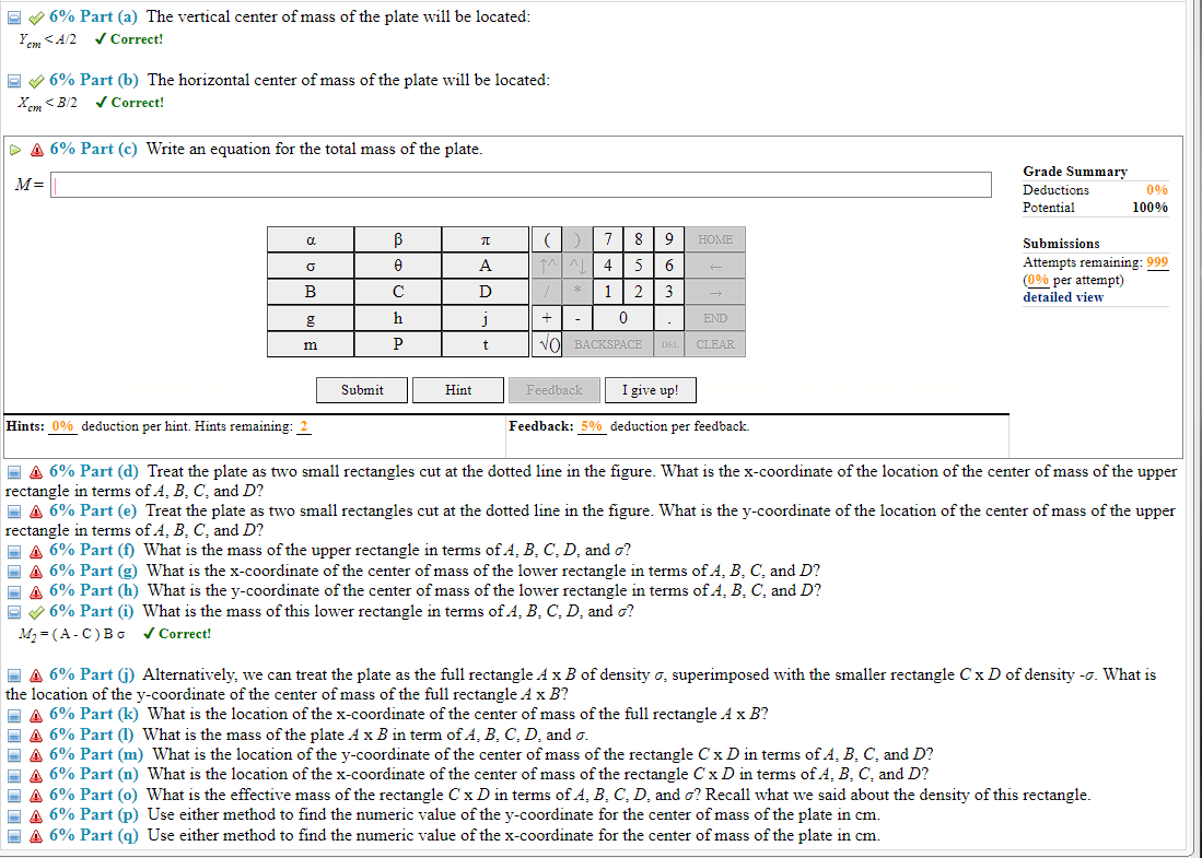 Solved (17%) ﻿Problem 6: A rectangular plate of length | Chegg.com
