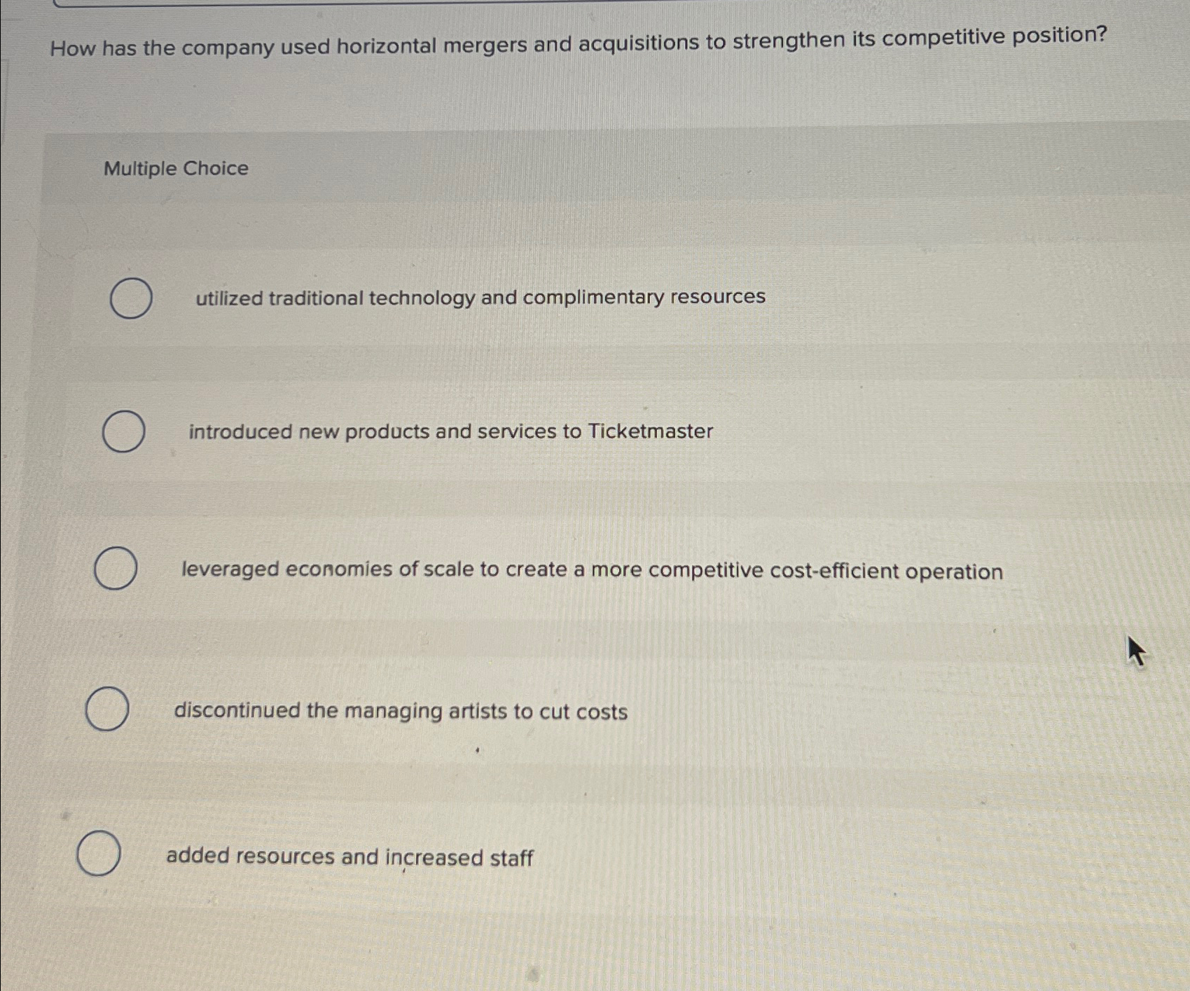 Solved How has the company used horizontal mergers and | Chegg.com
