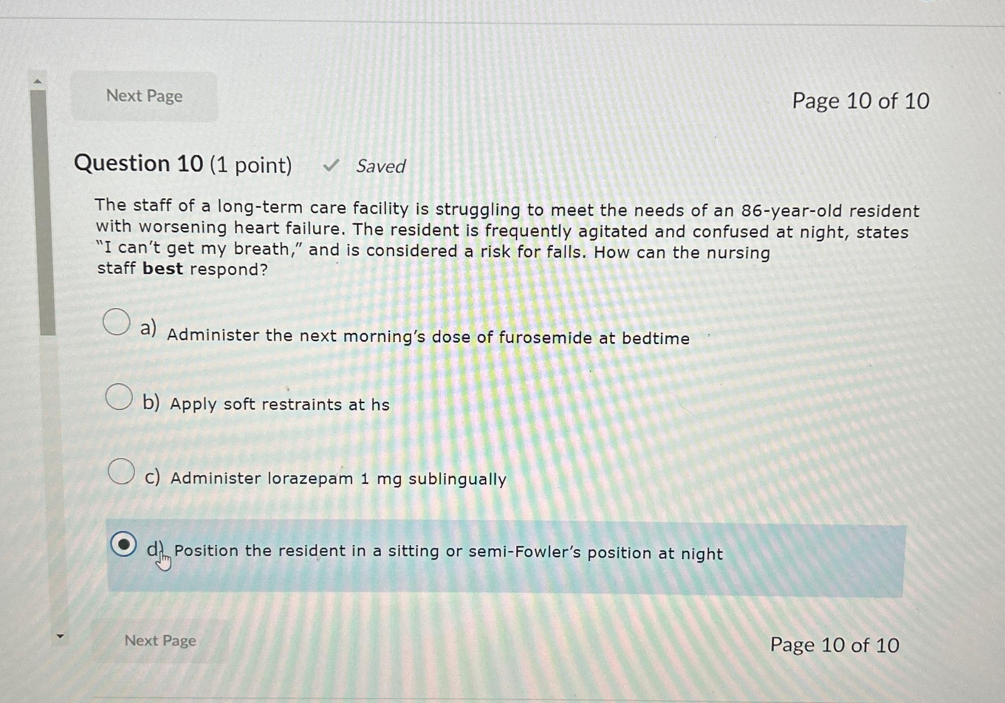 Solved Page 10 ﻿of 10Question 10 (1 ﻿point) ﻿SavedThe staff | Chegg.com