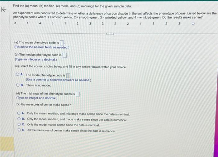Solved Find the (a) mean, (b) median, (c) mode, and (d) | Chegg.com