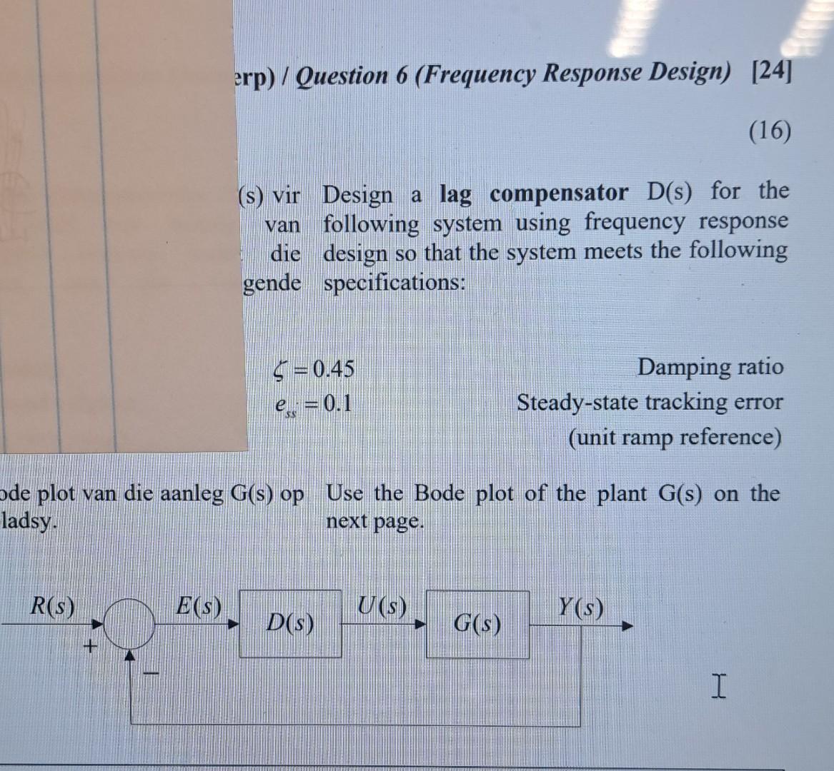 Solved erp) / Question 6 (Frequency Response Design) [24] | Chegg.com