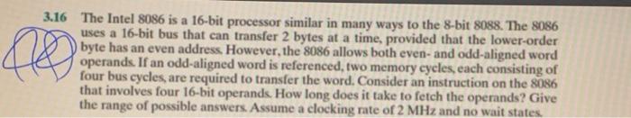 20 3.16 The Intel 8086 is a 16-bit processor similar | Chegg.com