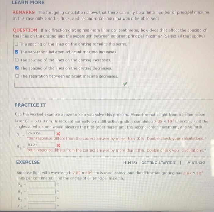 Solved GOAL Calculate different-order principal maxima for a | Chegg.com
