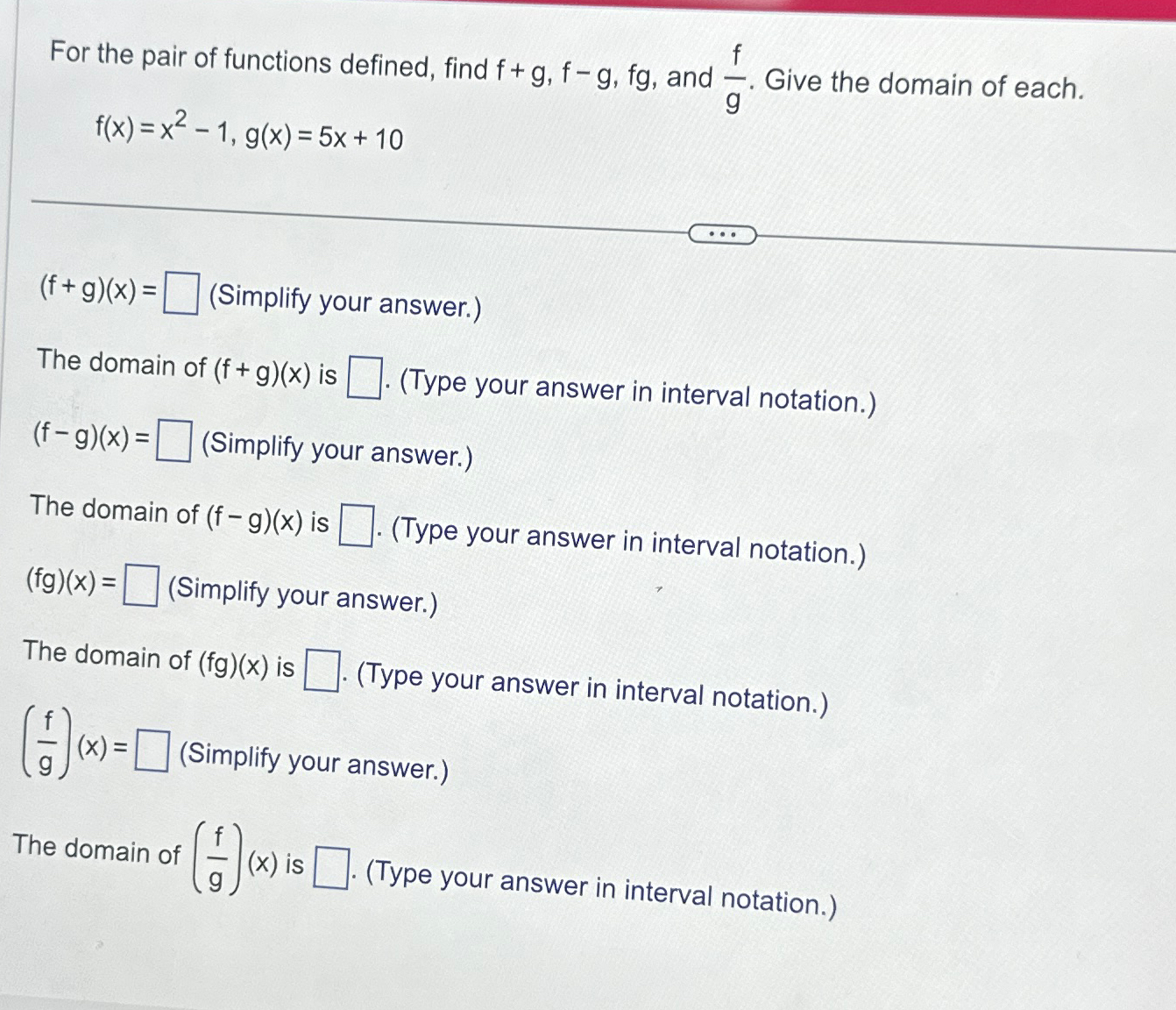 Solved For the pair of functions defined, find f+g,f-g,fg, | Chegg.com