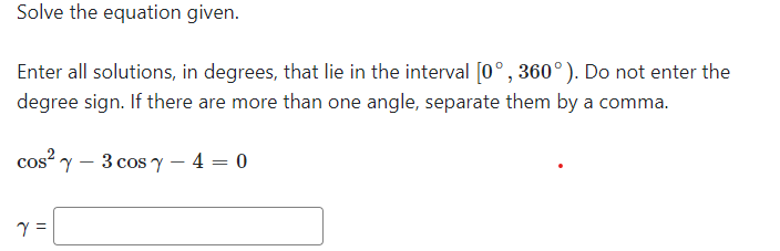 Solved Solve the equation given.Enter all solutions, in | Chegg.com