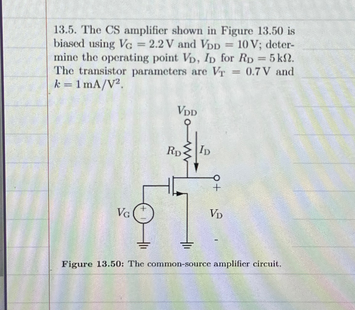 Solved 13.5. ﻿The CS amplifier shown in Figure 13.50 ﻿is | Chegg.com