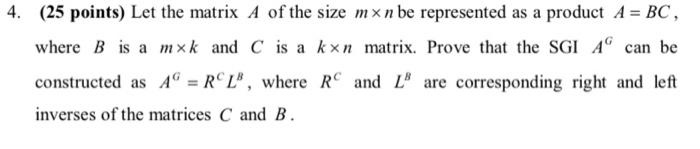 Solved 4. (25 points) Let the matrix A of the size mxn be | Chegg.com