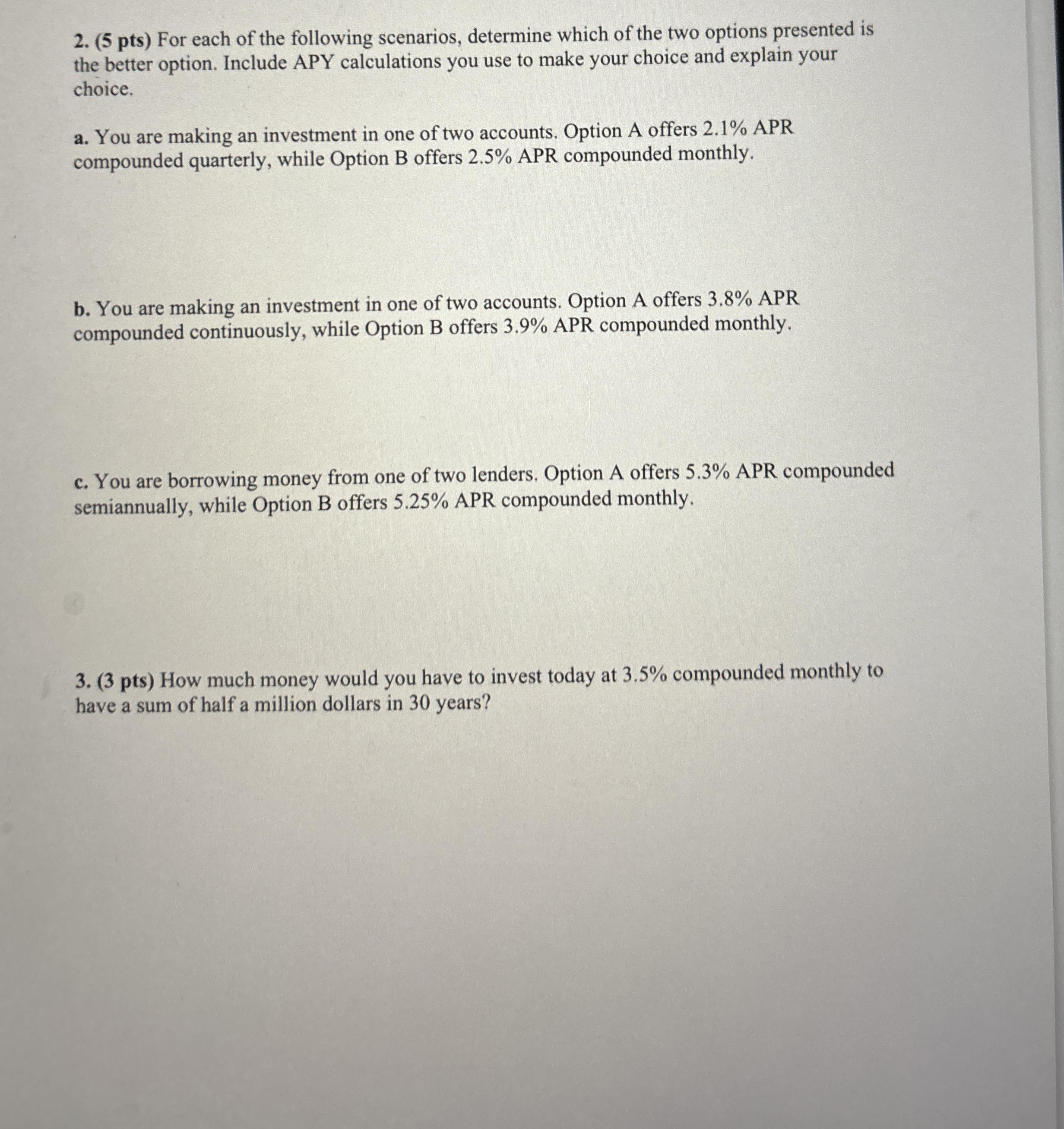 Solved ( 5pts ) ﻿For each of the following scenarios, | Chegg.com