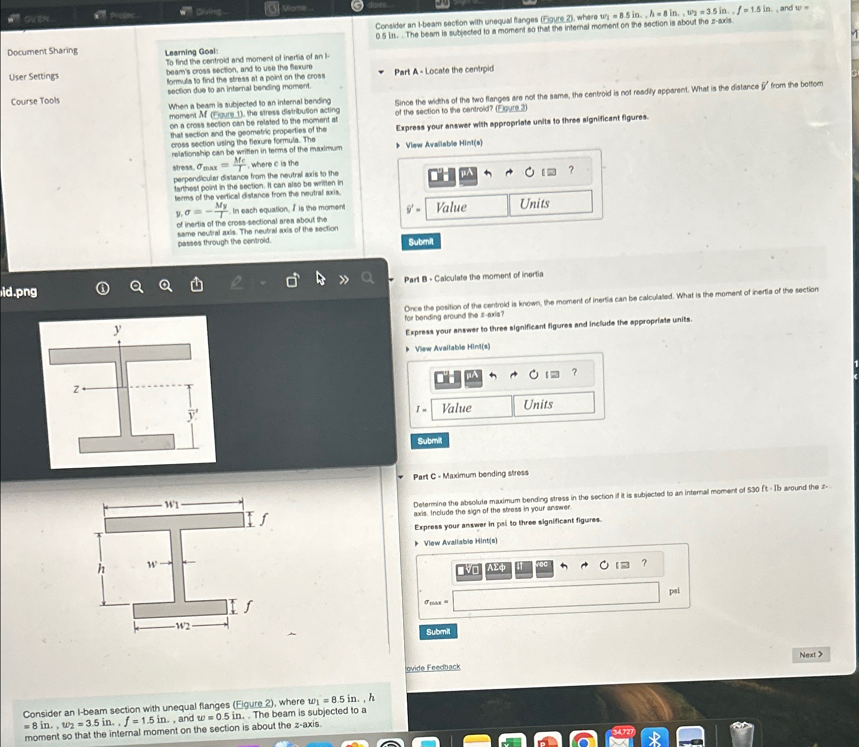 Solved certerthMrenterConsider an Heam section with unequal | Chegg.com