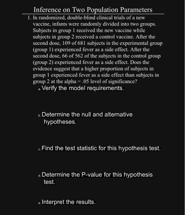 Solved Inference on Two Population Parameters 1. In | Chegg.com