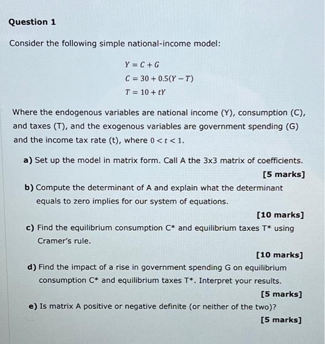 Solved Question 1 Consider the following simple | Chegg.com
