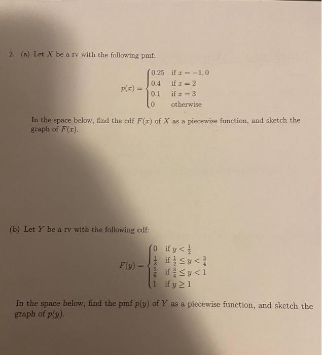 Solved 1. Let X be a rv with the following pmf: | Chegg.com