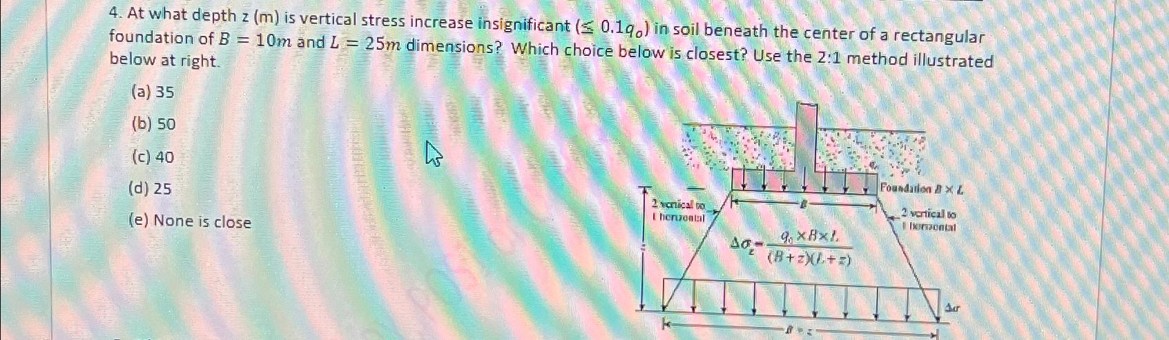 Solved At what depth z(m) is vertical stress increase | Chegg.com