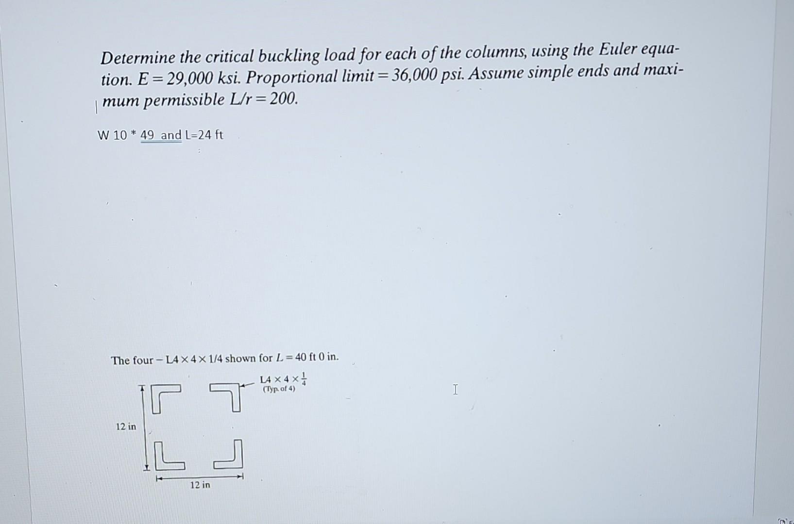 Solved Determine the critical buckling load for each of the | Chegg.com