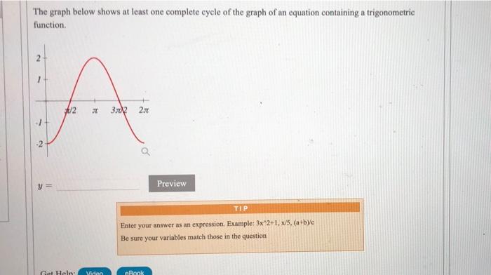 Solved The graph below shows at least one complete cycle of | Chegg.com