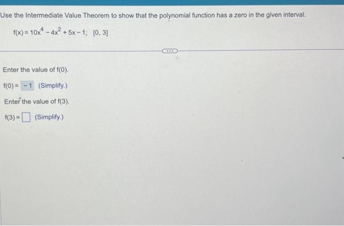 Solved Use the Intermediate Value Theorem to show that the | Chegg.com