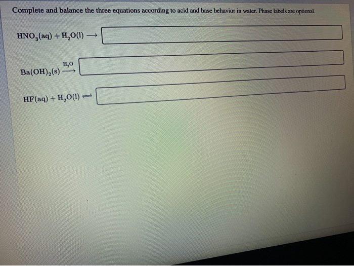 Solved Complete and balance the three equations according to | Chegg.com