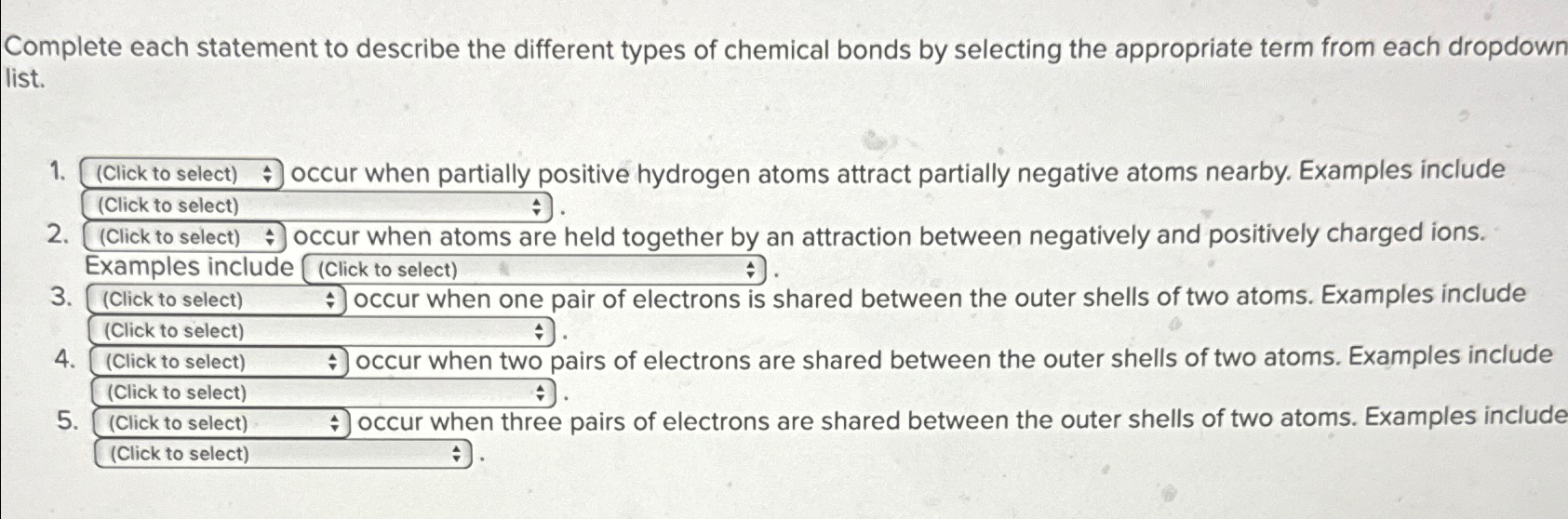 Solved Complete each statement to describe the different | Chegg.com